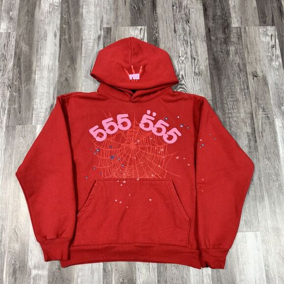 Sp5der | Shirts | Sp5der Worldwide Red Angel Number 555 Hoodie Red Size ...